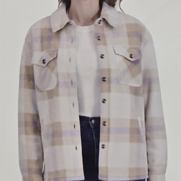 Sage | Tops | Sage Collective Womens Tan And Purple Plaid Fleece Lined ...